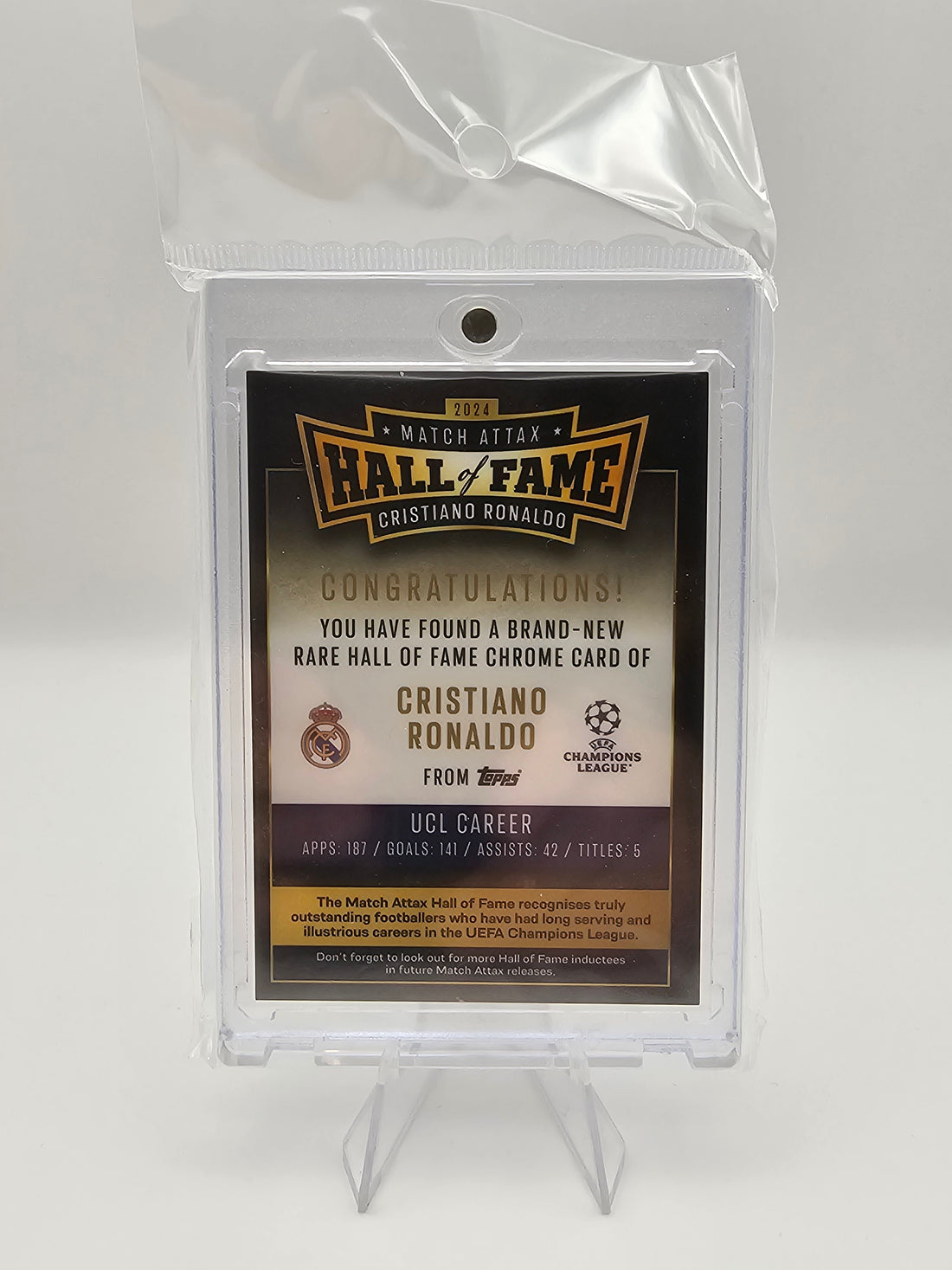 Cristiano Ronaldo Hall of Fame Card No #HOF2 - Topps MATCH ATTAX 2024 ...