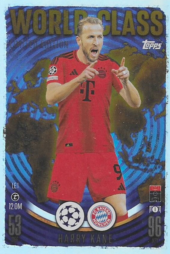 Harry Kane World Class Limited Edition Card #LE1 - Match Attax 2024/25 ...