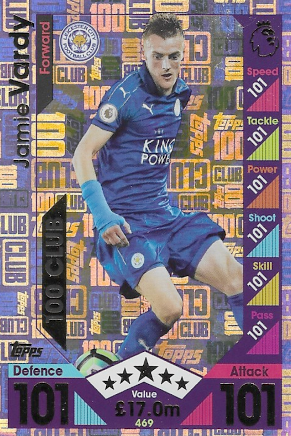 Jamie Vardy 100 Club 101 Card, No #469 - Topps Match Attax 2016/2017 ...