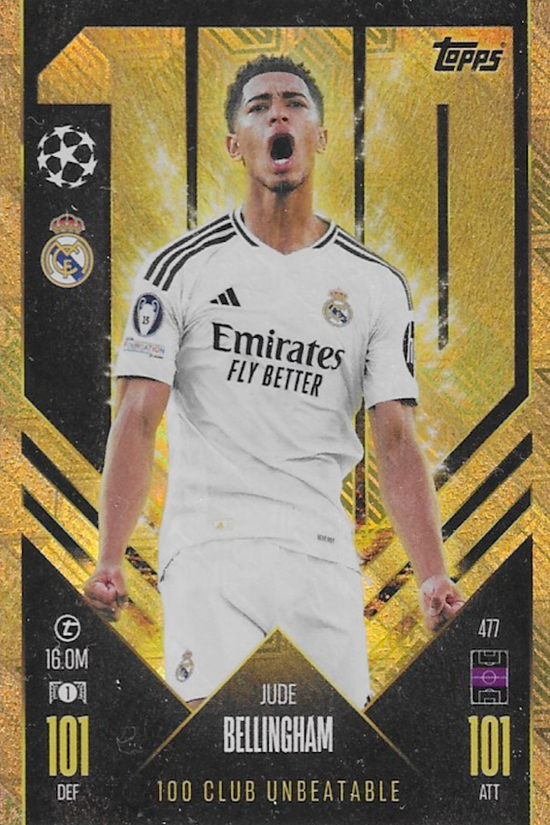 Jude Bellingham 100 Club 101/101 Unbeatable Card #477 - Match Attax 24/ ...