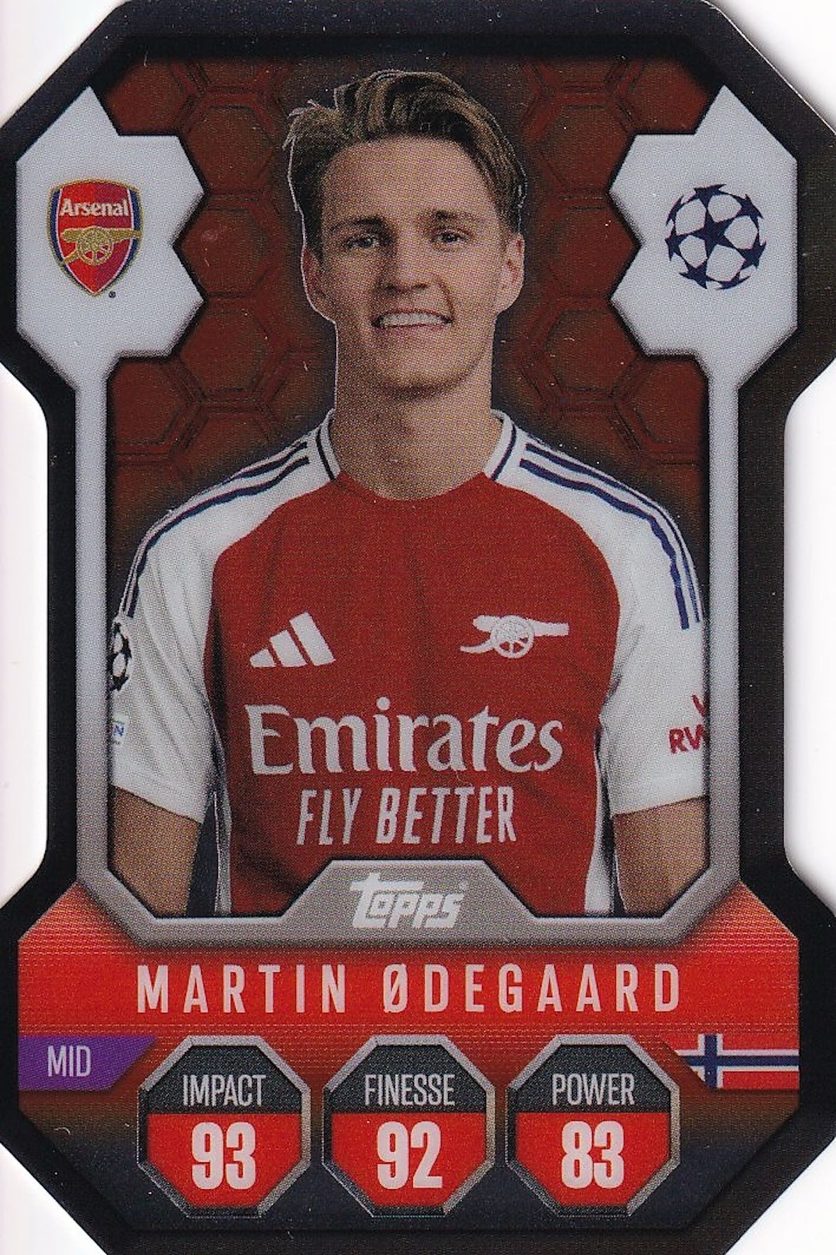 Martin Odegaard Chrome Shield Card #SH2 - Topps Match Attax 2024/25 ...
