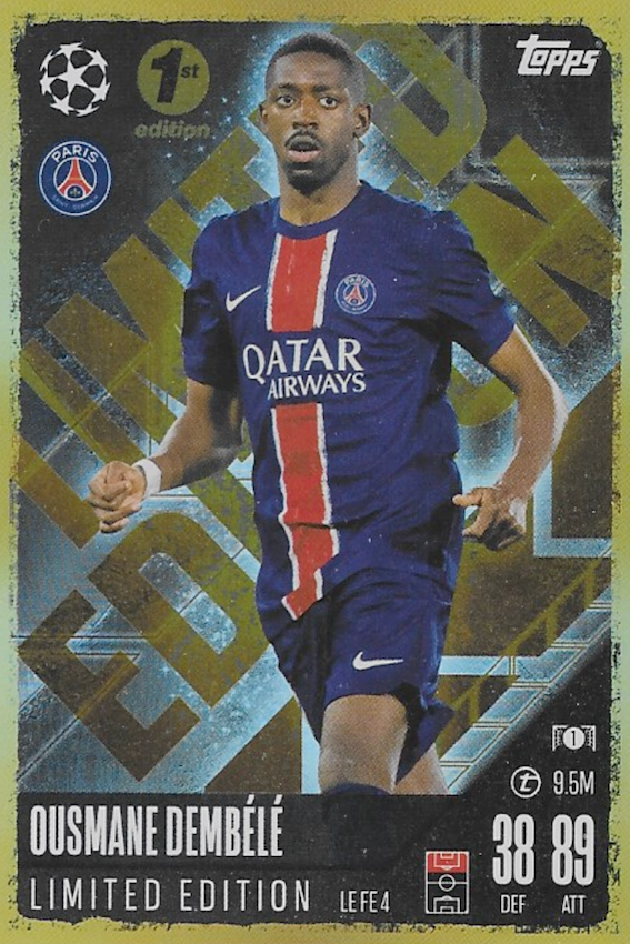 Ousmane Dembele Limited Edition Gold Card, Number #LEFE4 - Topps 1st ...
